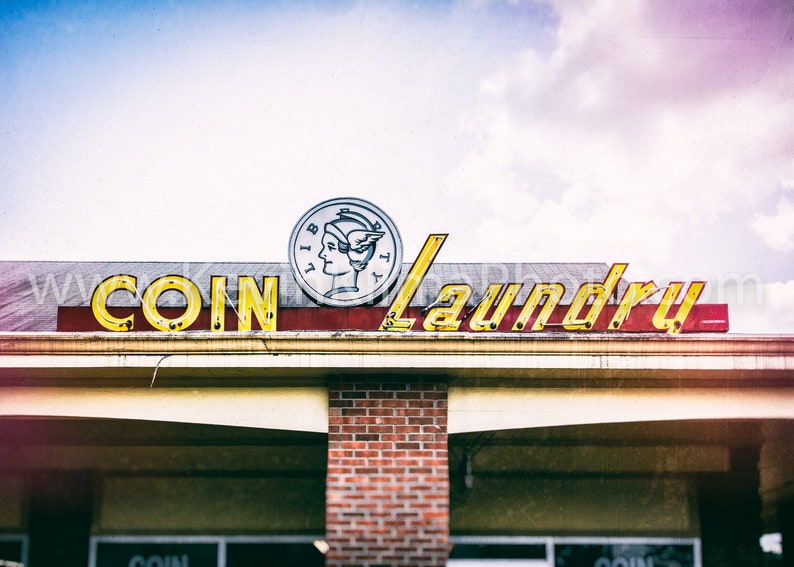 COIN LAUNDRY - Laundromat - Vintage Neon Sign Photography - Laundry ...