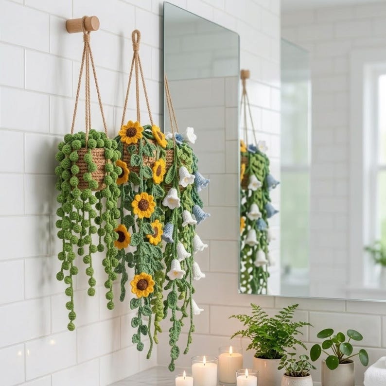 Crochet Hanging Plant Pattern Bundle, 3 Pattern Set PDF, String of ...