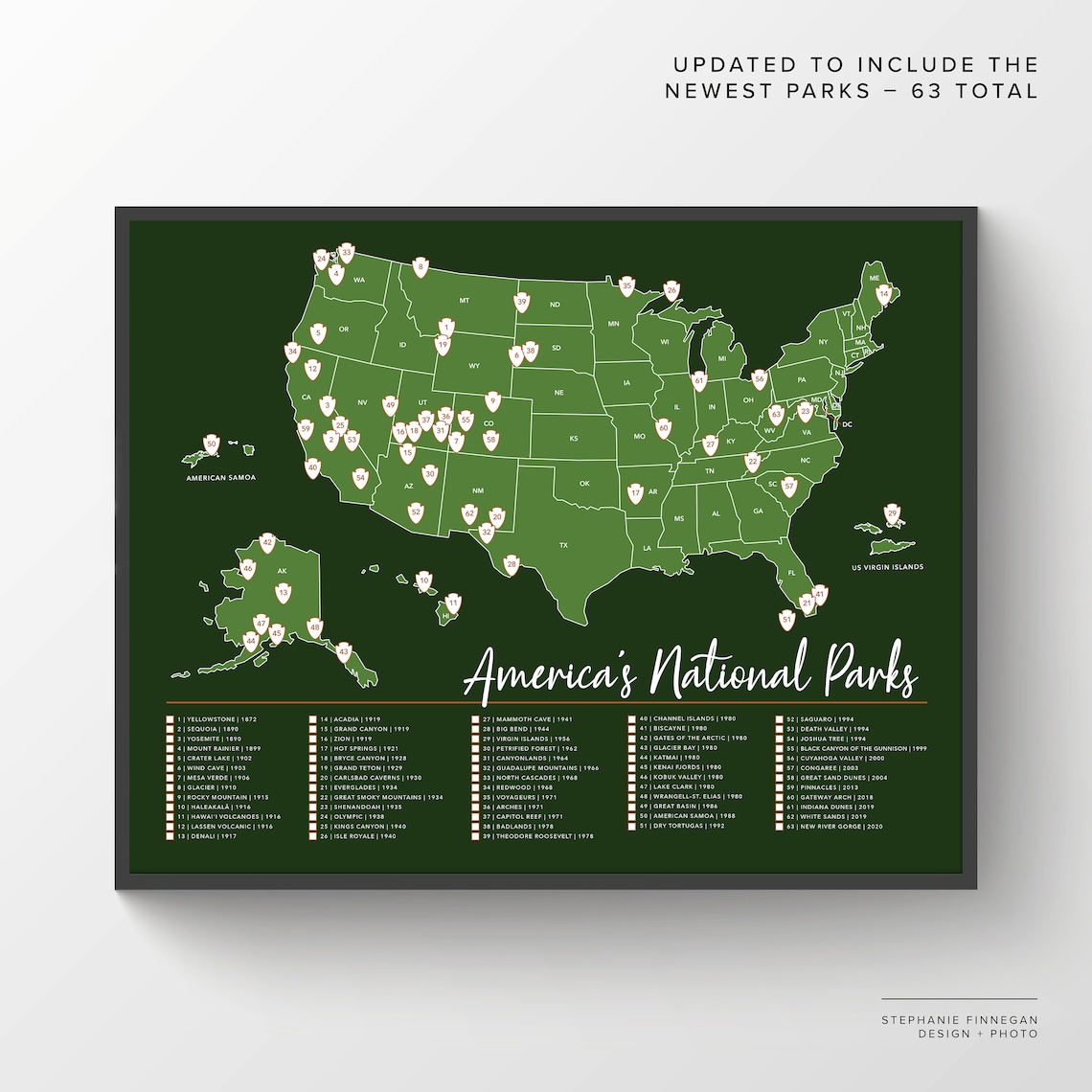 63 National Parks Map Printable Map US National Parks National Park Map ...