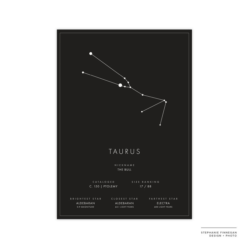Taurus Constellation Print | Printable Poster | Constellation Art ...