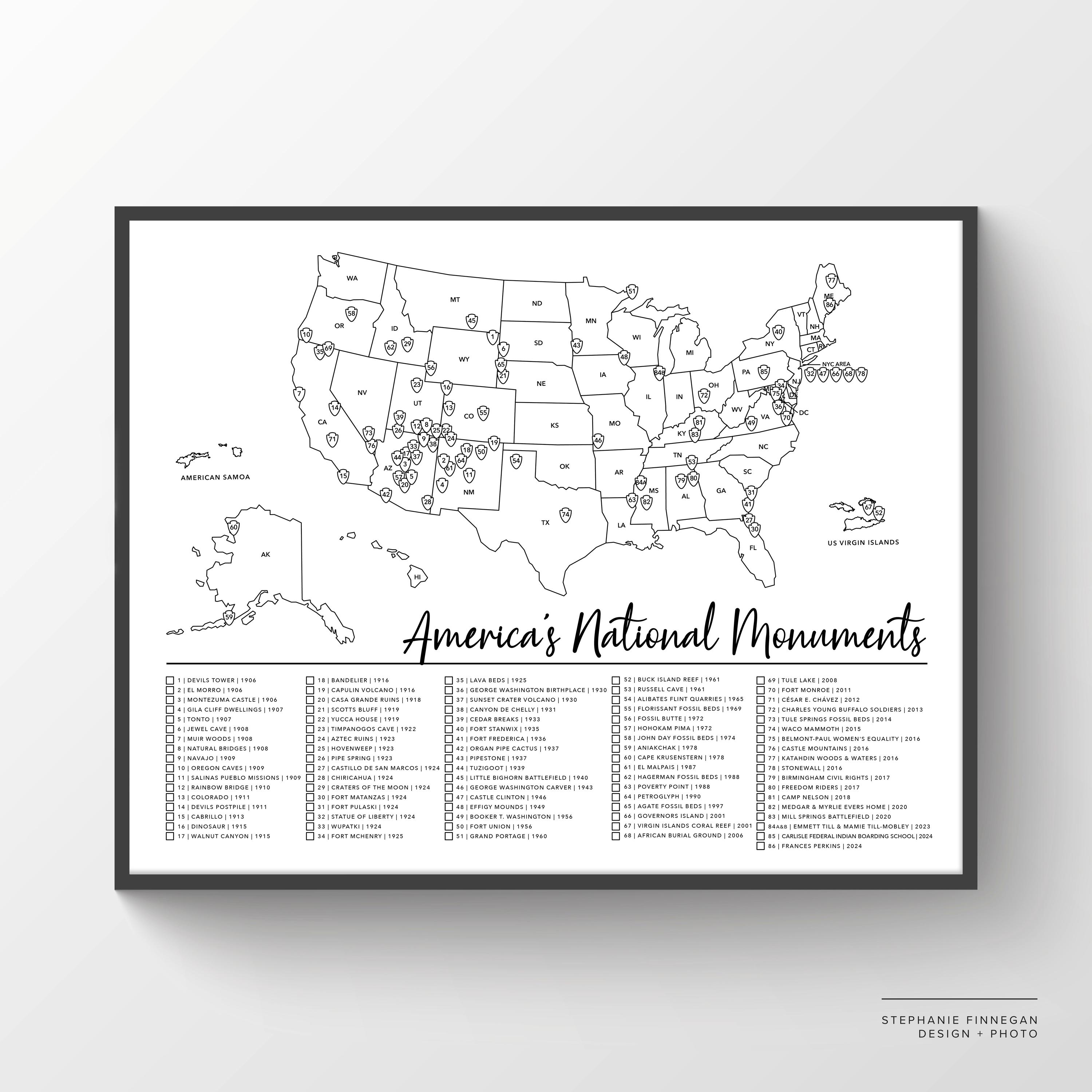 National Monuments Map | Printable Map | Coloring Map | US National ...