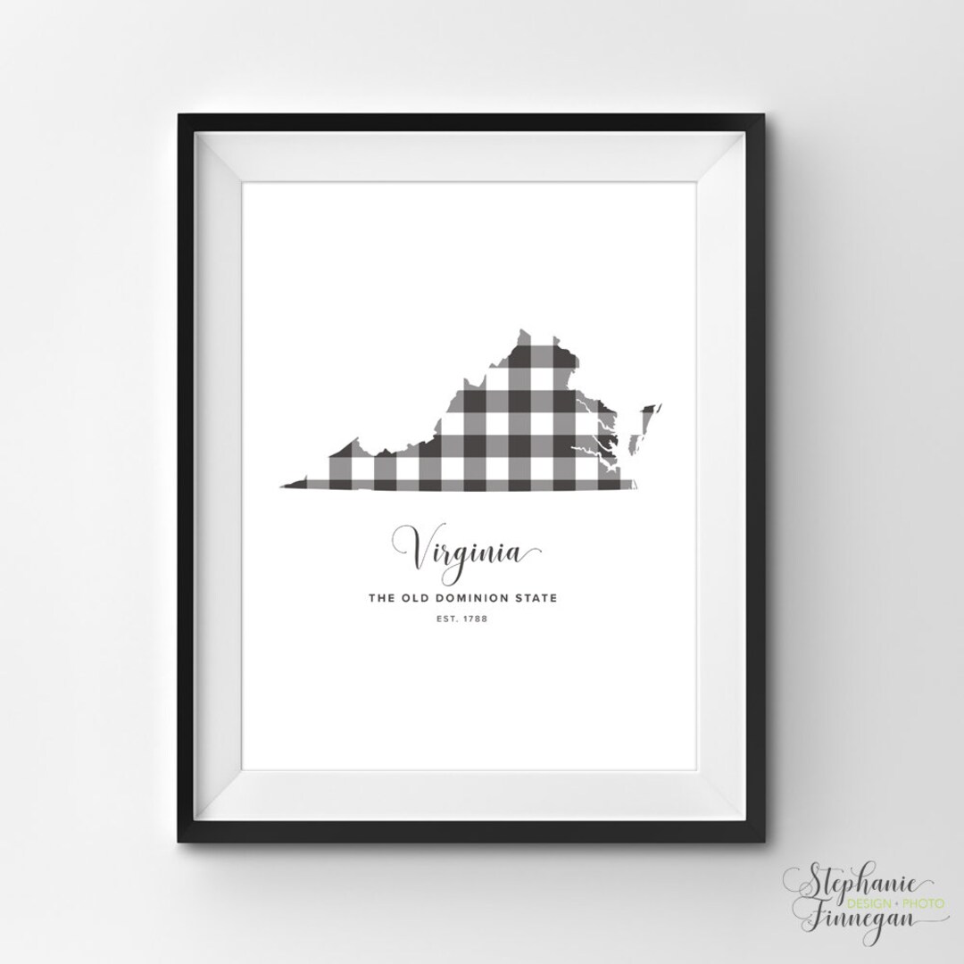 Virginia Printable | Printable Art | Gingham | VA Print | Virginia Art ...