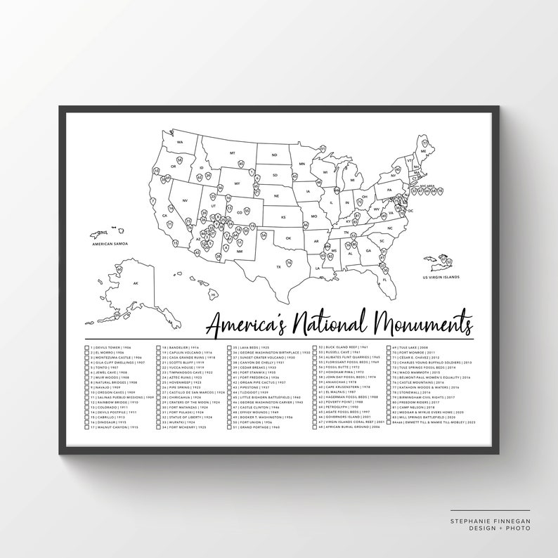 National Monuments Map Printable Map Coloring Map US National Monuments ...