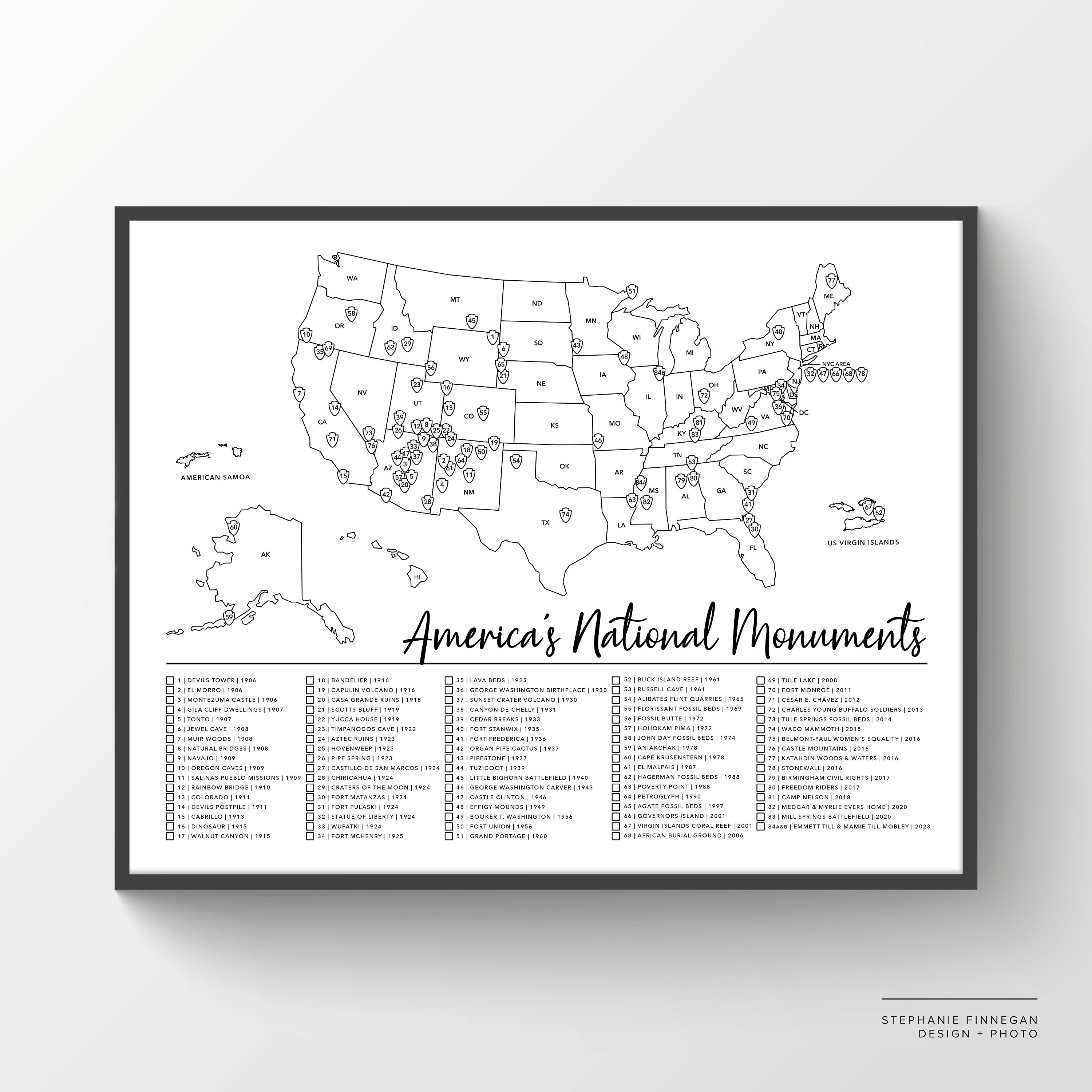 National Monuments Map Printable Map Coloring Map US National Monuments ...