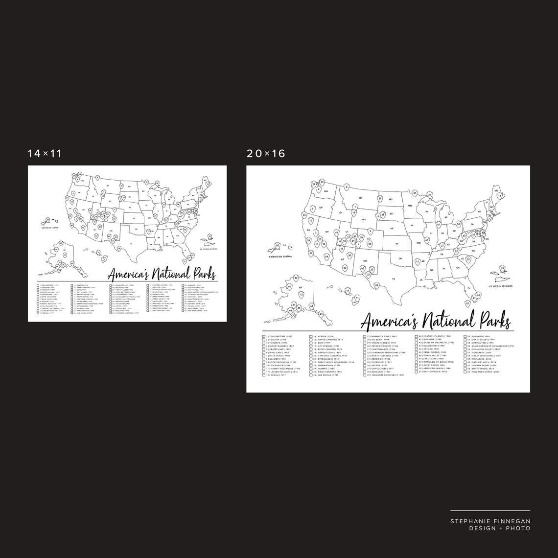 63 National Parks Map | Printable Map | Coloring Parks Map | US ...