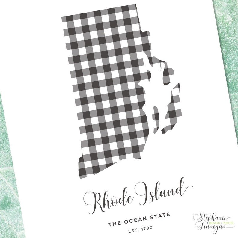 Rhode Island Printable | Printable Art | Gingham | RI Print | Rhode ...