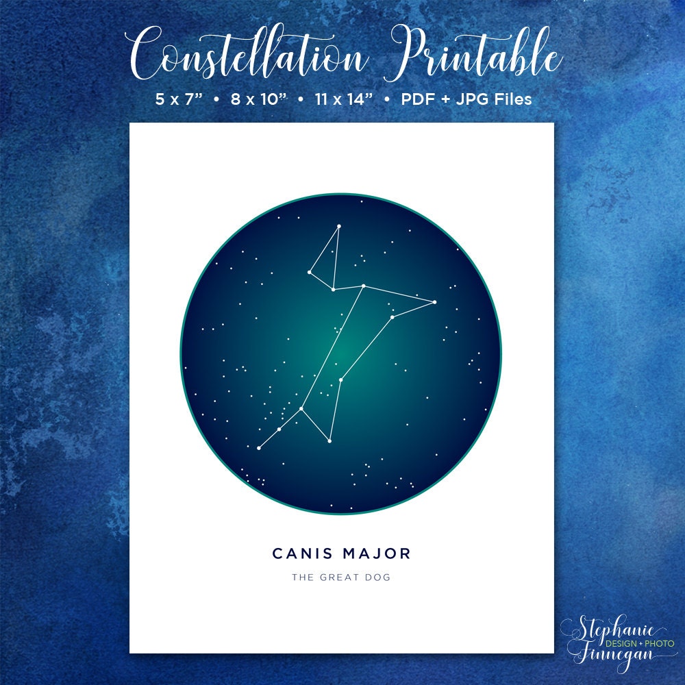 Canis Major Printable | Canis Major Art Print | Constellation Printable ...