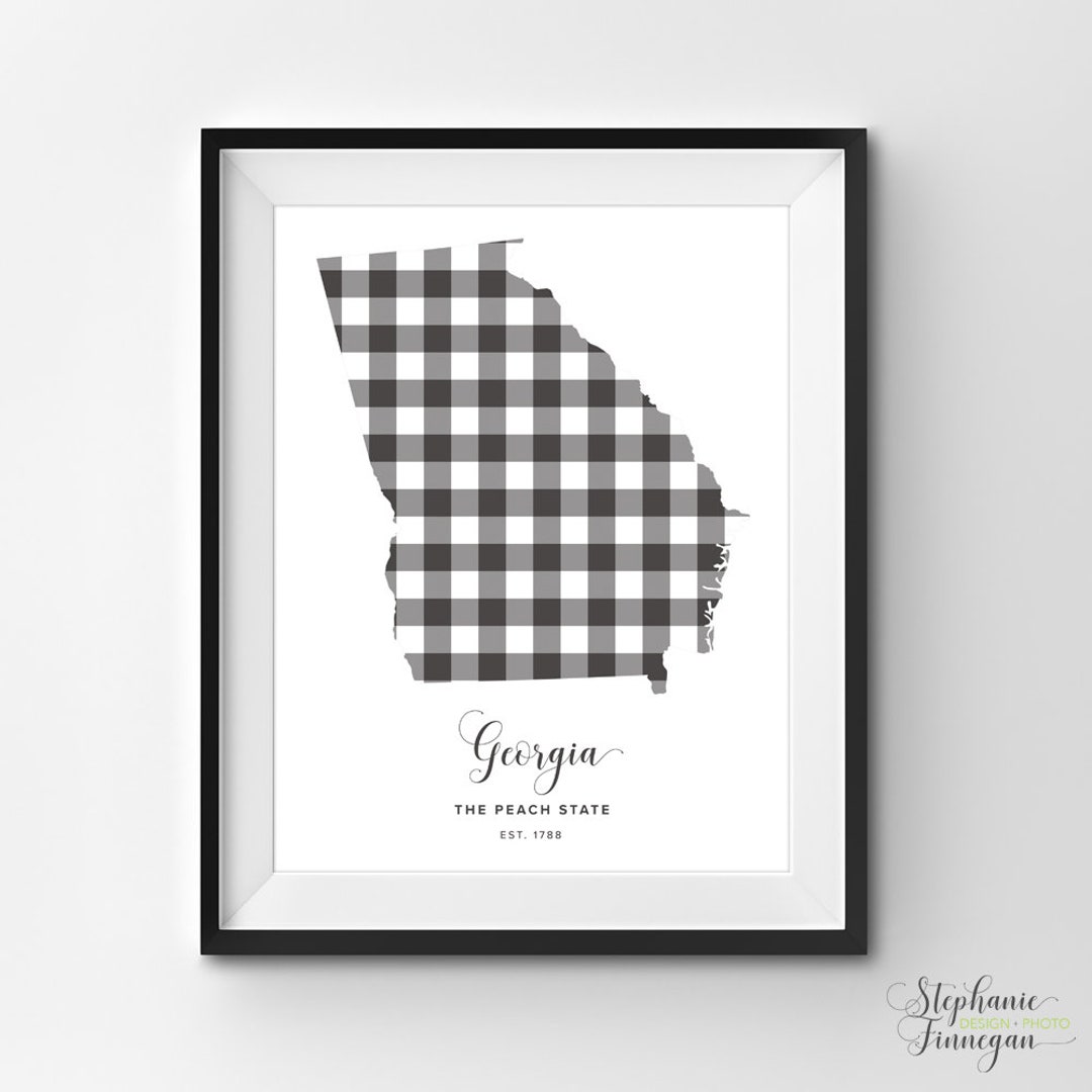 Georgia Printable | Printable Art | Gingham | GA Print | Georgia Art ...