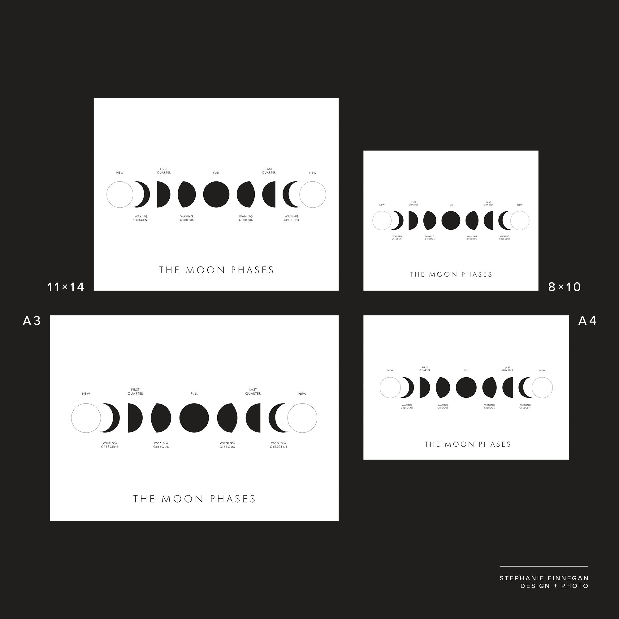 Moon Phases Print | Printable Poster | Lunar Phases | Moon | Space Art ...
