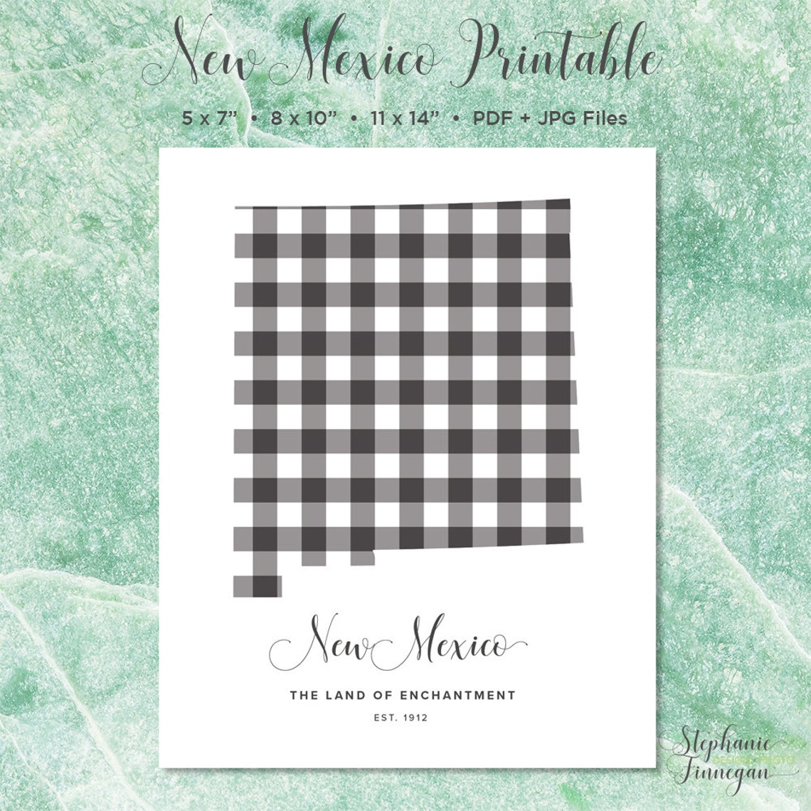 New Mexico Printable | Printable Art | Gingham | New Mexico Art | New ...