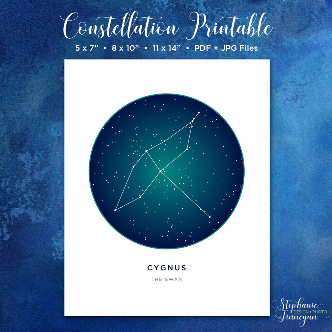 Cygnus Printable | Cygnus Art Print | Constellation Printable ...
