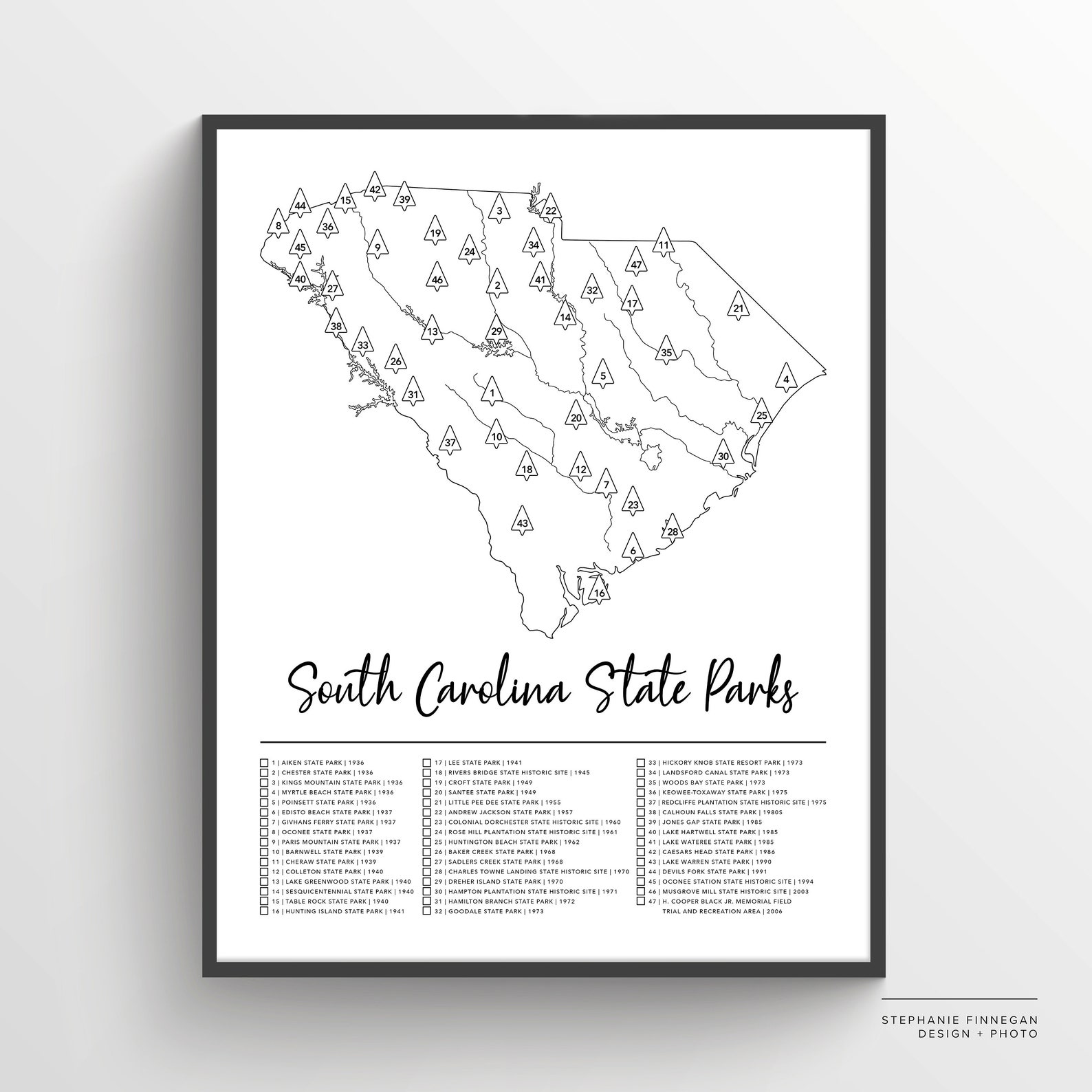 SC State Parks Map Printable Map Coloring Parks Map - Etsy