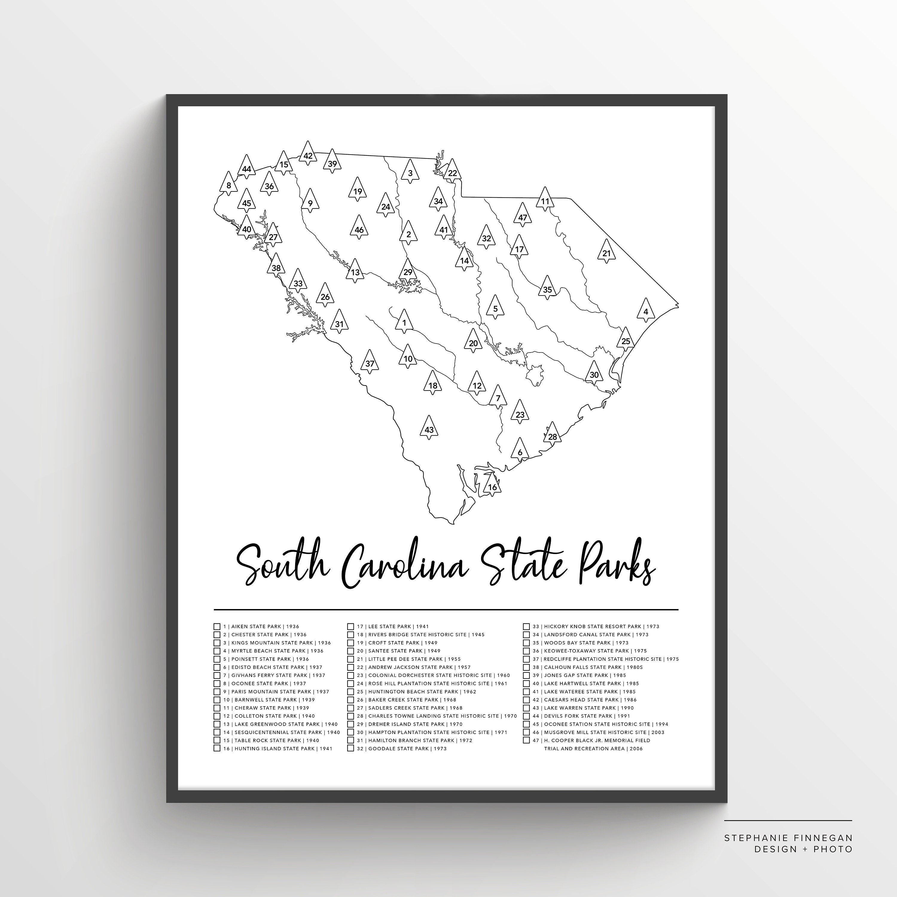 SC State Parks Map Printable Map Coloring Parks Map - Etsy
