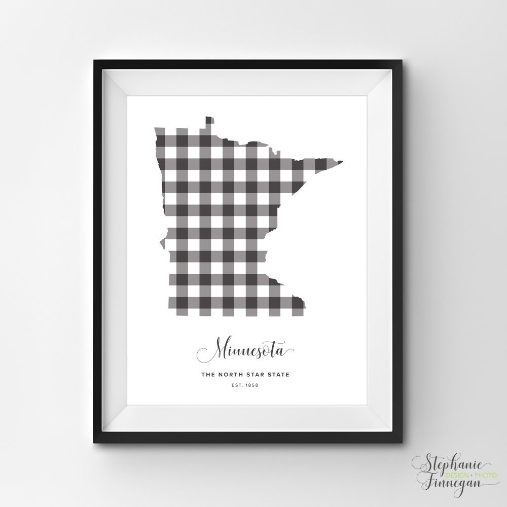 Minnesota Printable | Printable Art | Gingham | MN Print | Minnesota ...