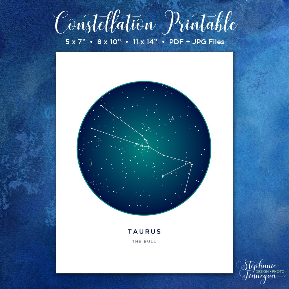 Taurus Printable Taurus Art Print Constellation Printable Constellation ...