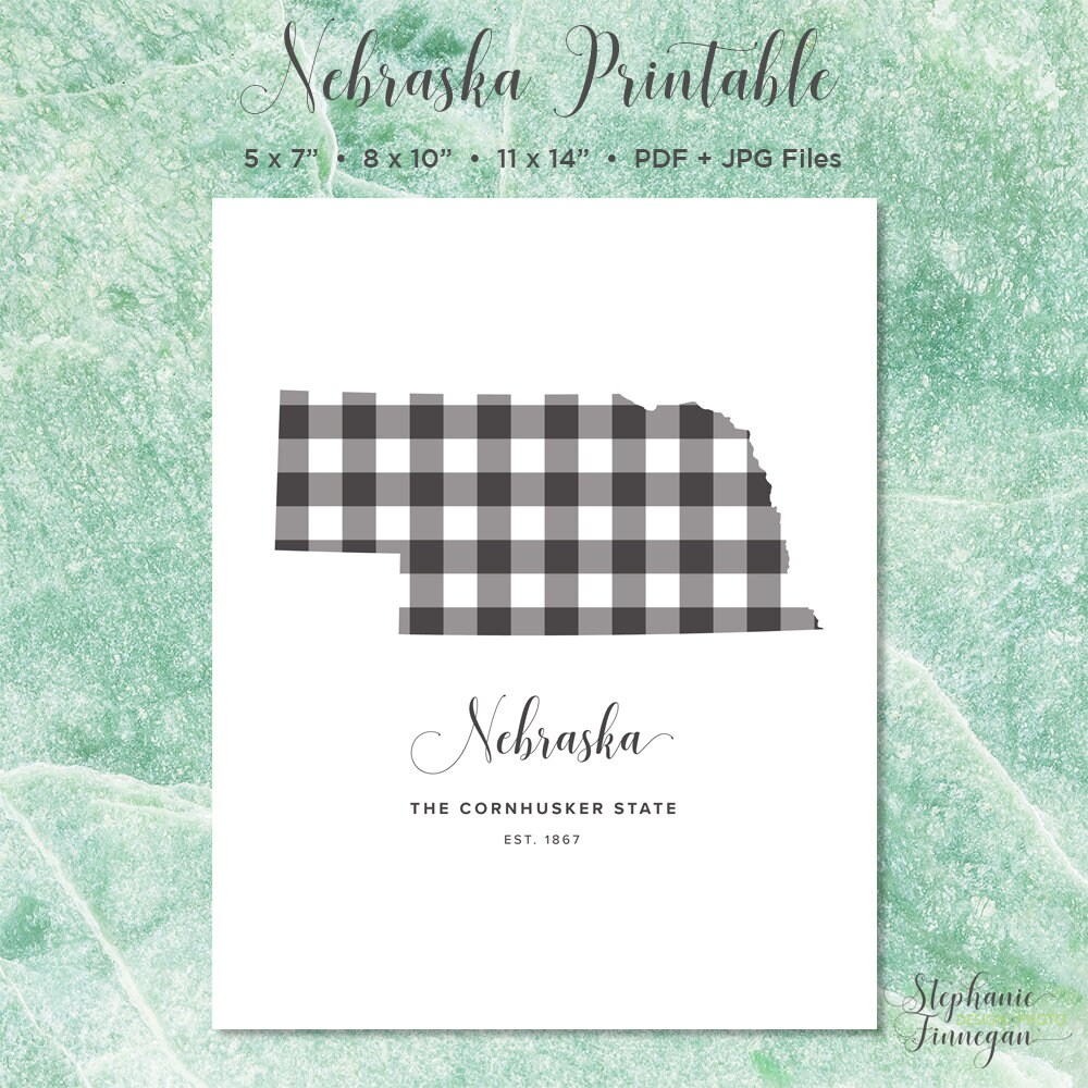 Nebraska Printable Printable Art Gingham Nebraska Art - Etsy