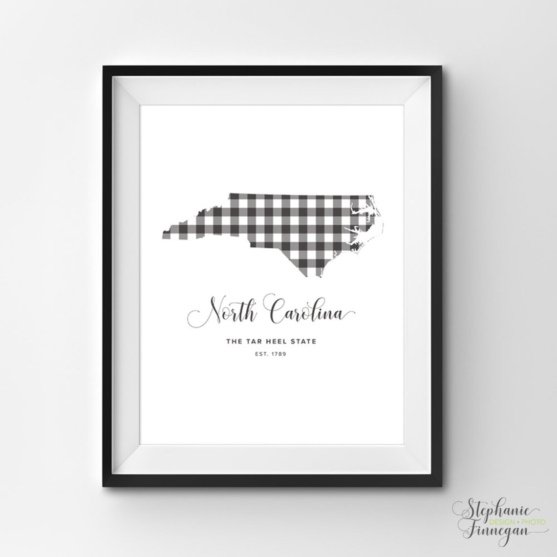 North Carolina Printable | Printable Art | Gingham | NC Print | North ...