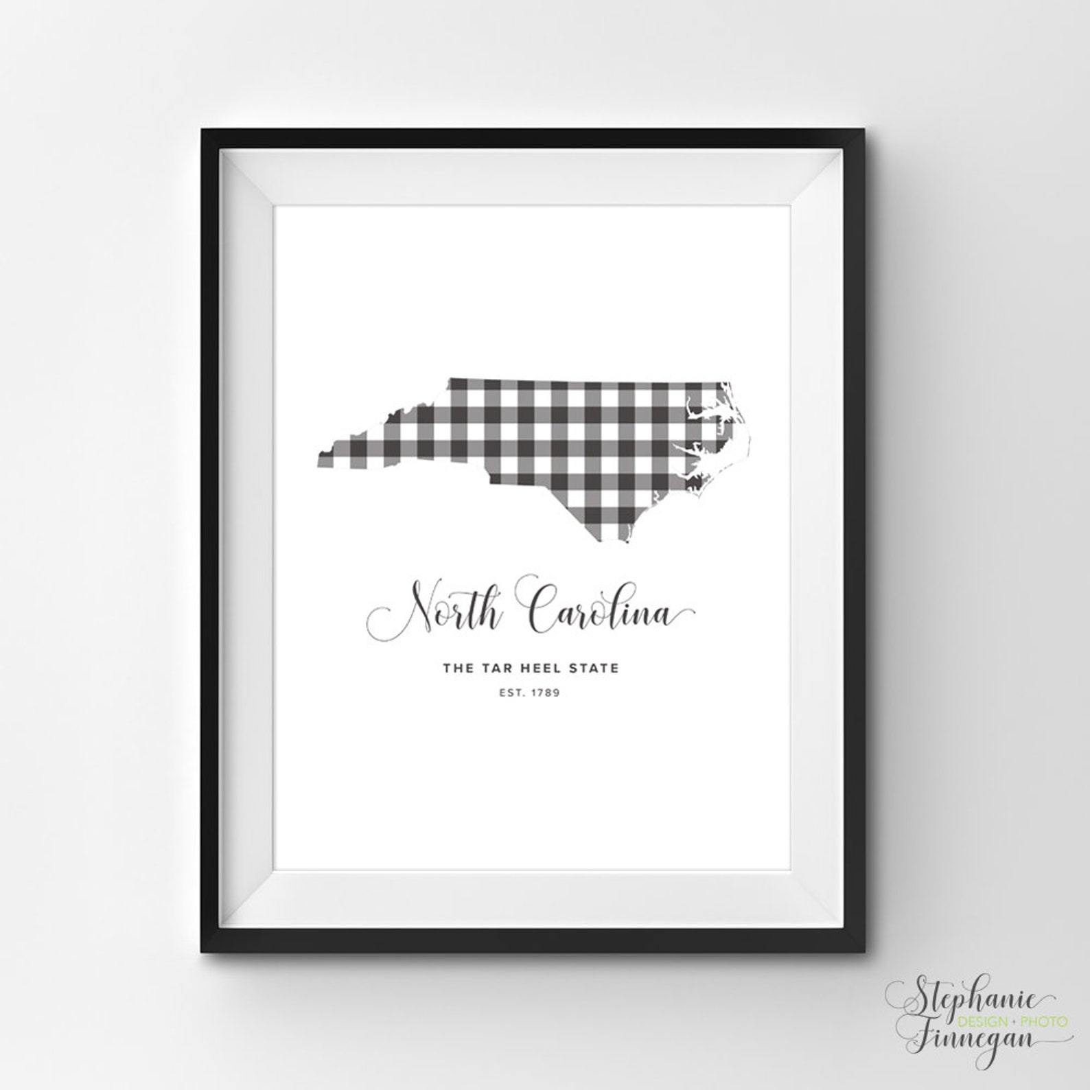 North Carolina Printable | Printable Art | Gingham | NC Print | North ...