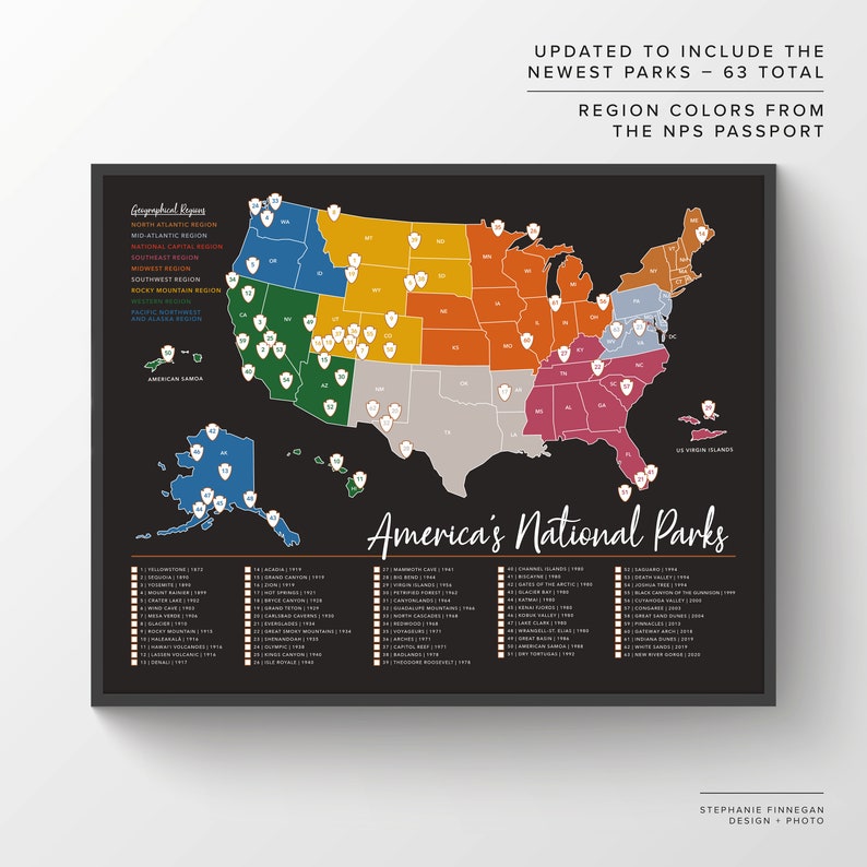 63 National Parks Map | Printable Map | US National Parks | National ...