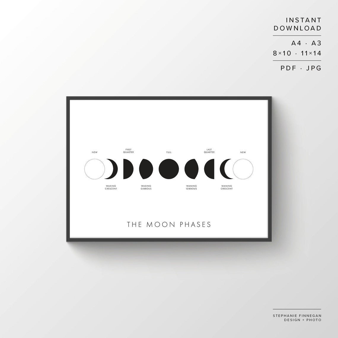 Moon Phases Print | Printable Poster | Lunar Phases | Moon | Space Art ...