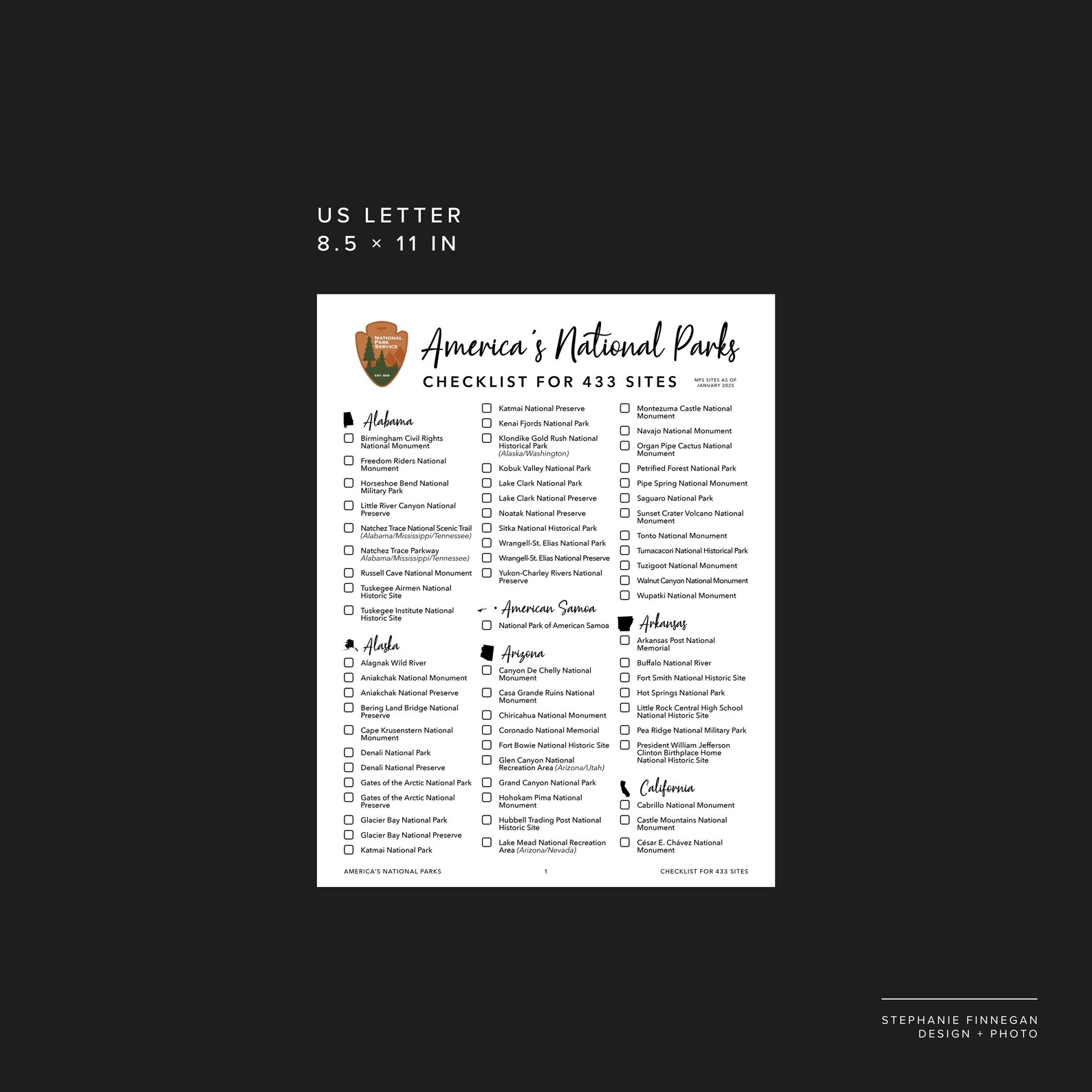 National Parks Checklist | Printable NPS Checklist | US National Parks ...