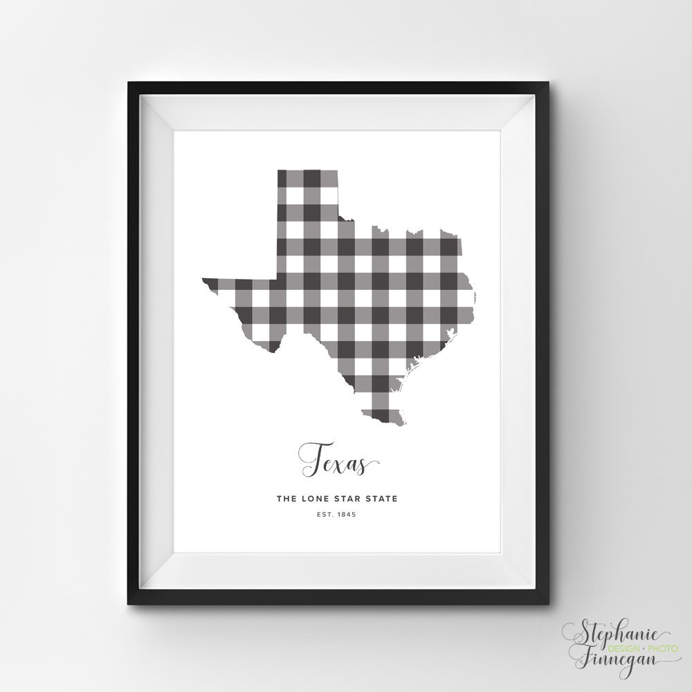 Texas Printable | Printable Art | Gingham | TX Print | Texas Art ...