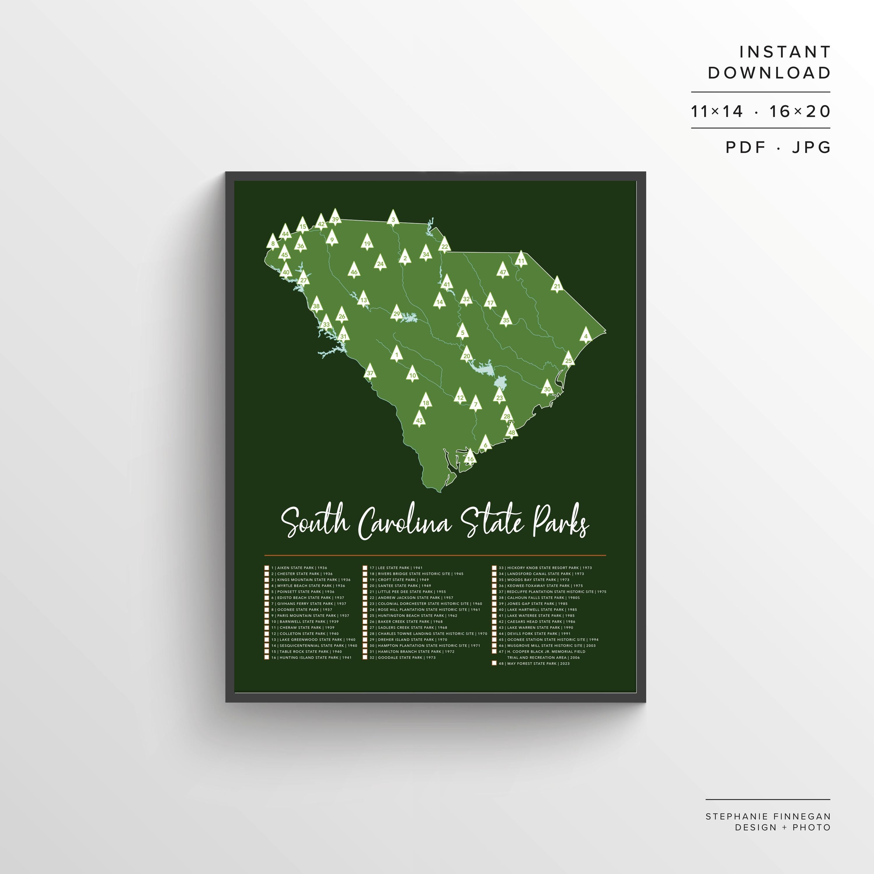 SC State Parks Map | Printable Map | South Carolina Parks | South ...