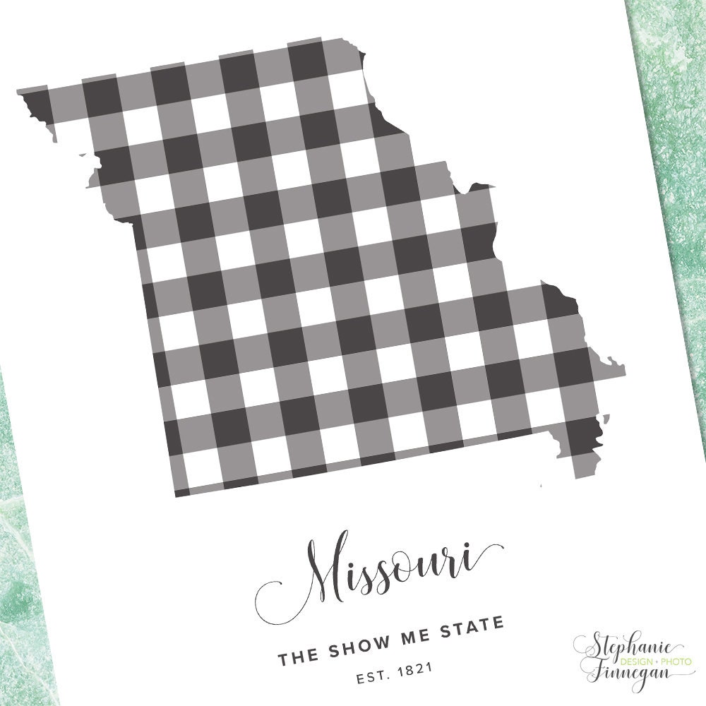 Missouri Printable | Printable Art | Gingham | MO Print | Missouri Art ...