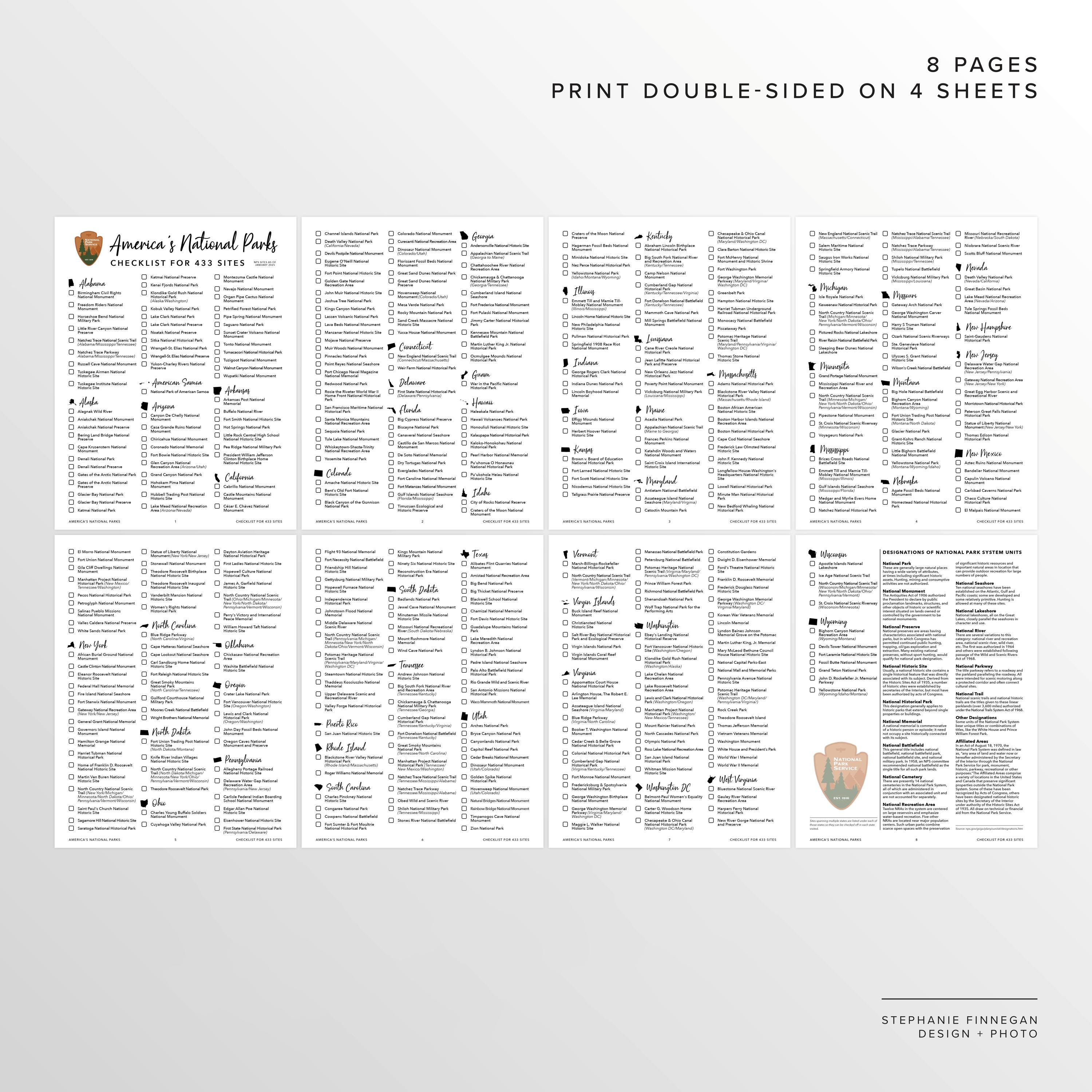 National Parks Checklist | Printable NPS Checklist | US National Parks ...