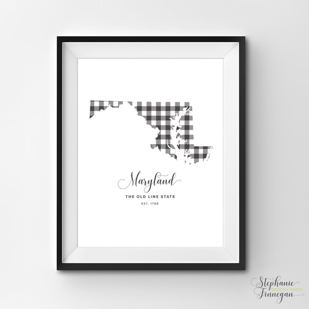 Maryland Printable | Printable Art | Gingham | MD Print | Maryland Art ...