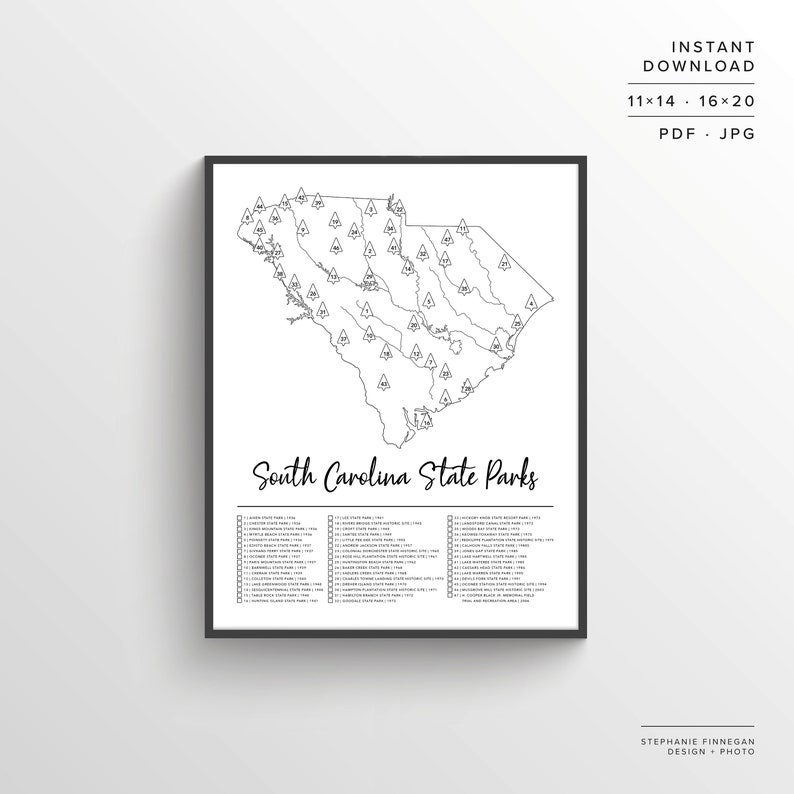 SC State Parks Map Printable Map Coloring Parks Map - Etsy