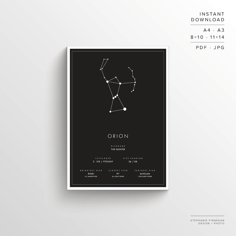 Orion Constellation Print | Printable Poster | Constellation Art ...
