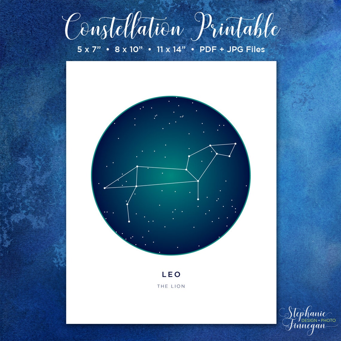 Leo Printable Leo Art Print Constellation Printable - Etsy