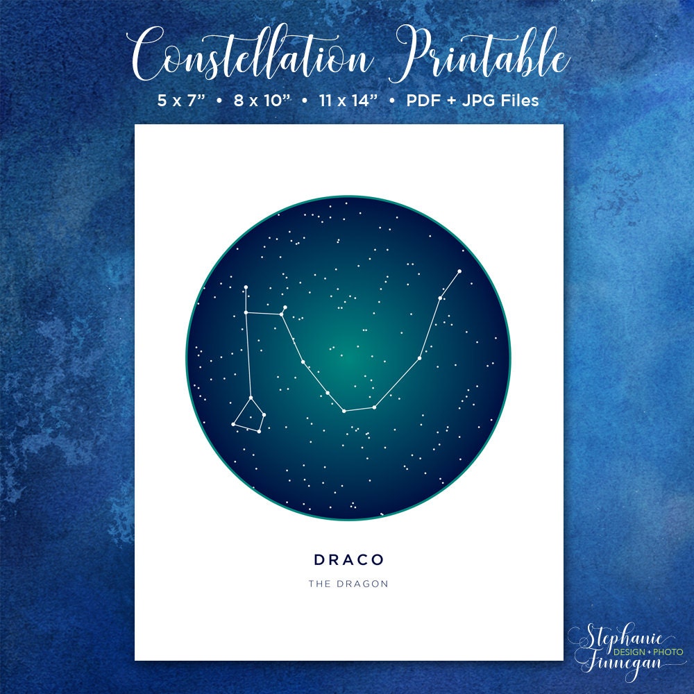 Draco Printable Draco Art Print Constellation Printable Constellation ...