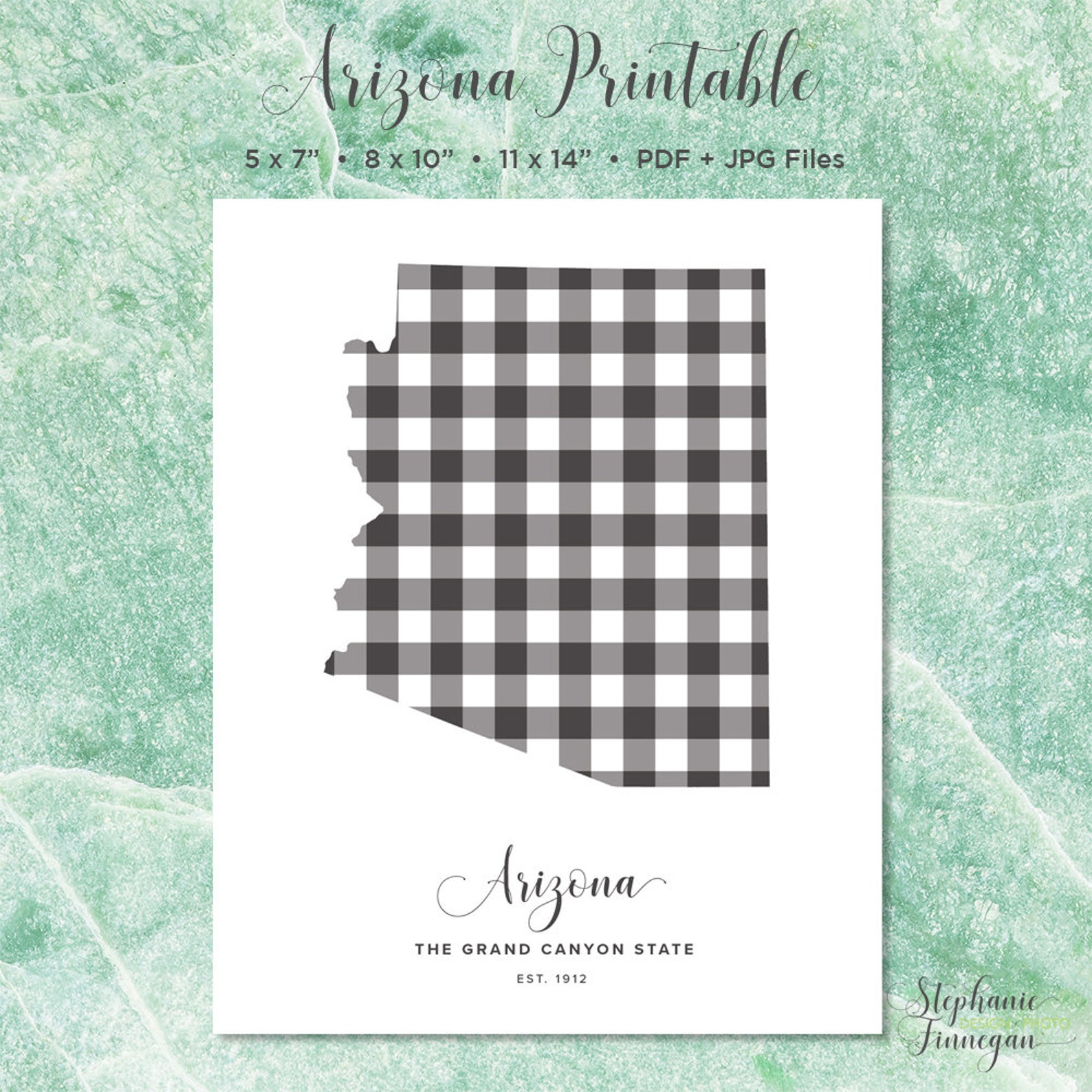 Arizona Printable Printable Art Gingham Arizona Art Arizona State Art ...