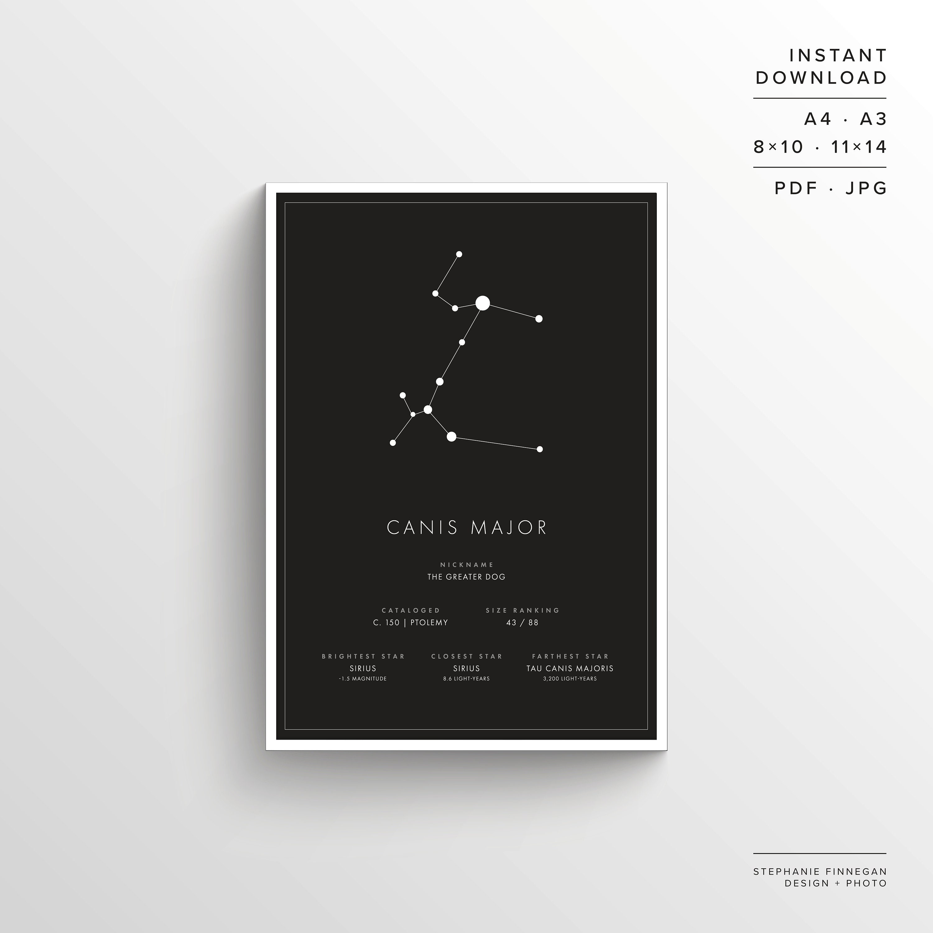 Canis Major Constellation Print | the Greater Dog | Printable Poster ...