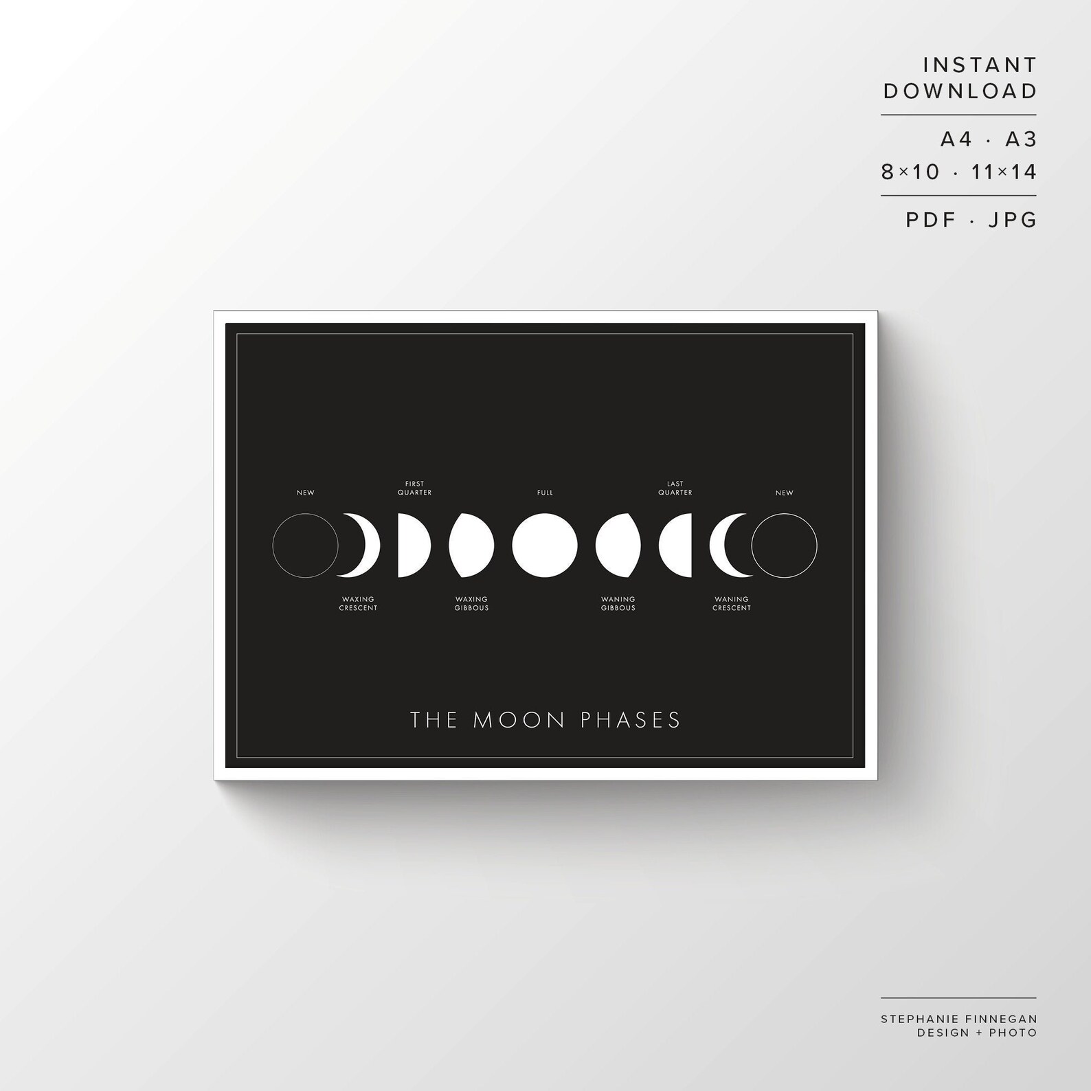 Moon Phases Print | Printable Poster | Lunar Phases | Moon | Space Art ...