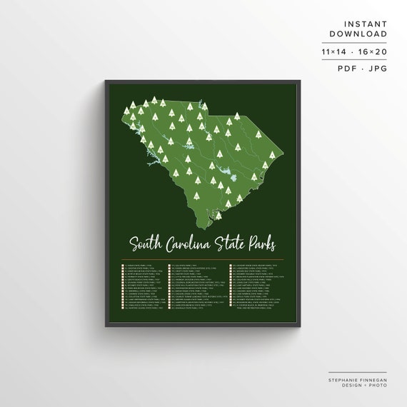 SC State Parks Map Printable Map South Carolina Parks | Etsy Canada