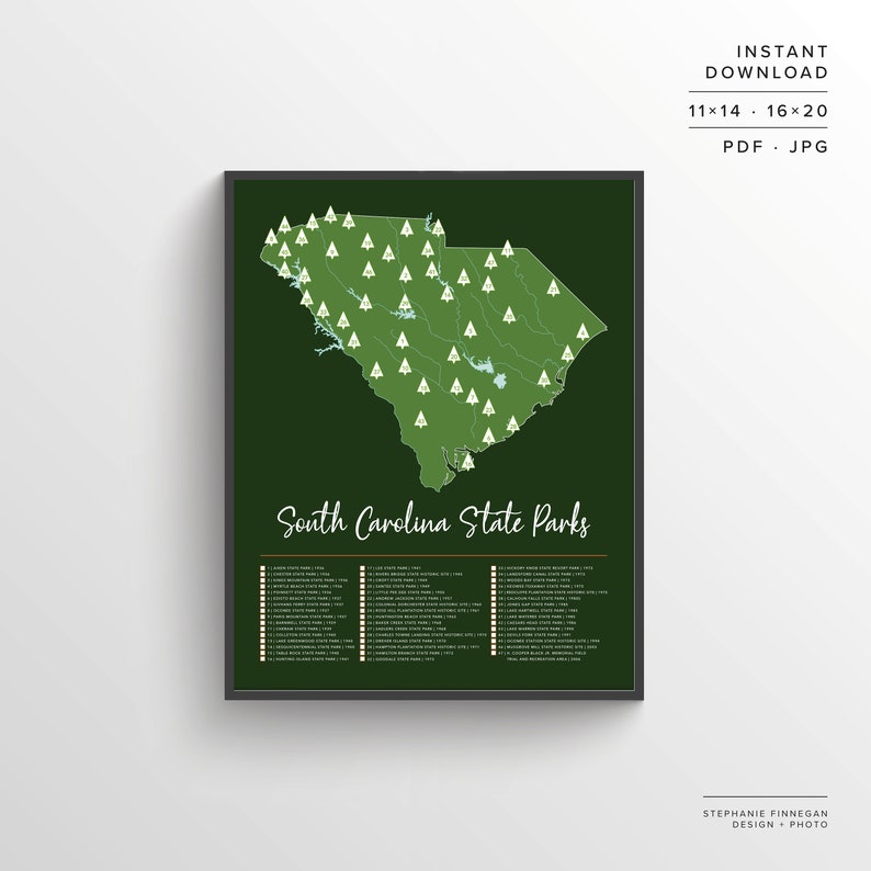 SC State Parks Map Printable Map South Carolina Parks South Carolina SC ...