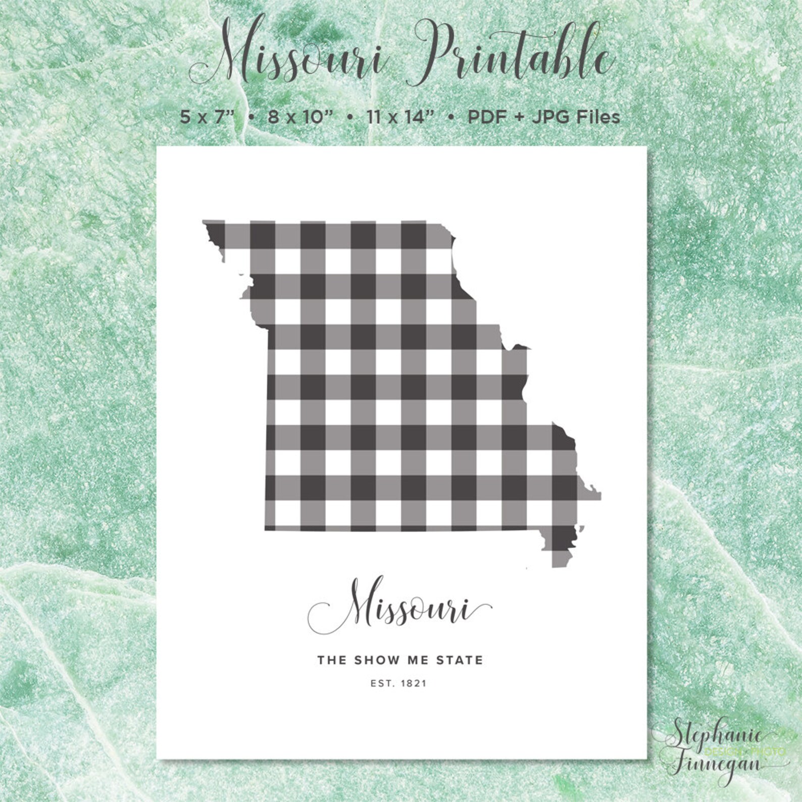 Missouri Printable | Printable Art | Gingham | MO Print | Missouri Art ...