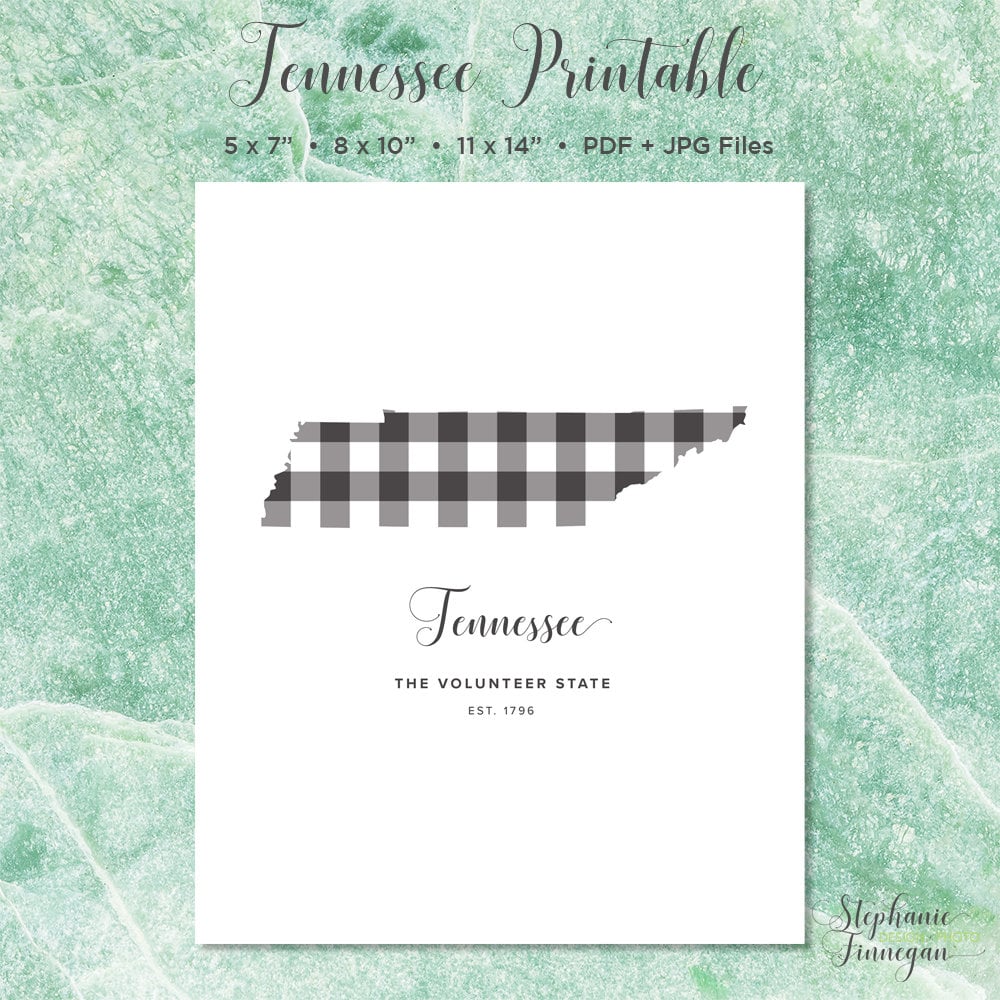 Tennessee Printable Printable Art Gingham TN Print - Etsy