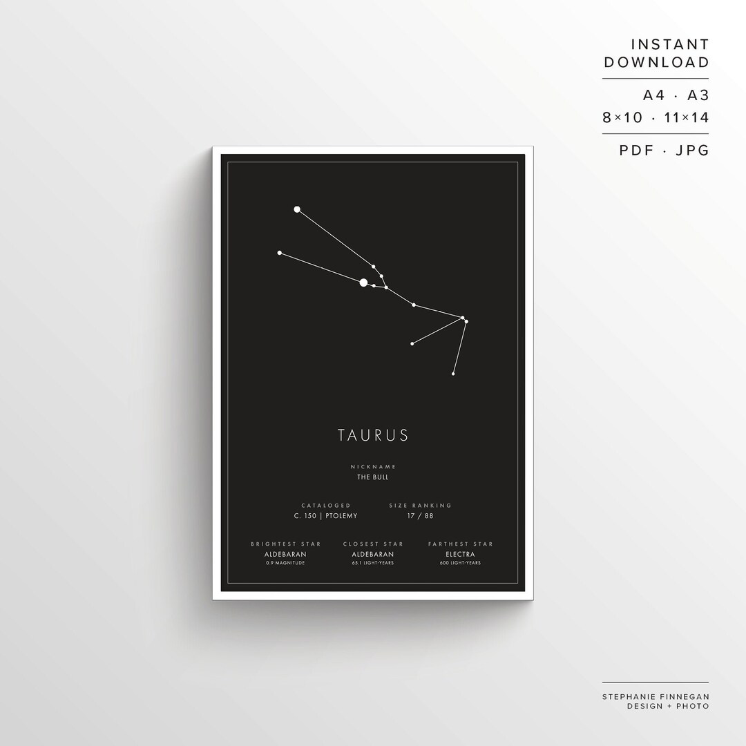 Taurus Constellation Print | Printable Poster | Constellation Art ...