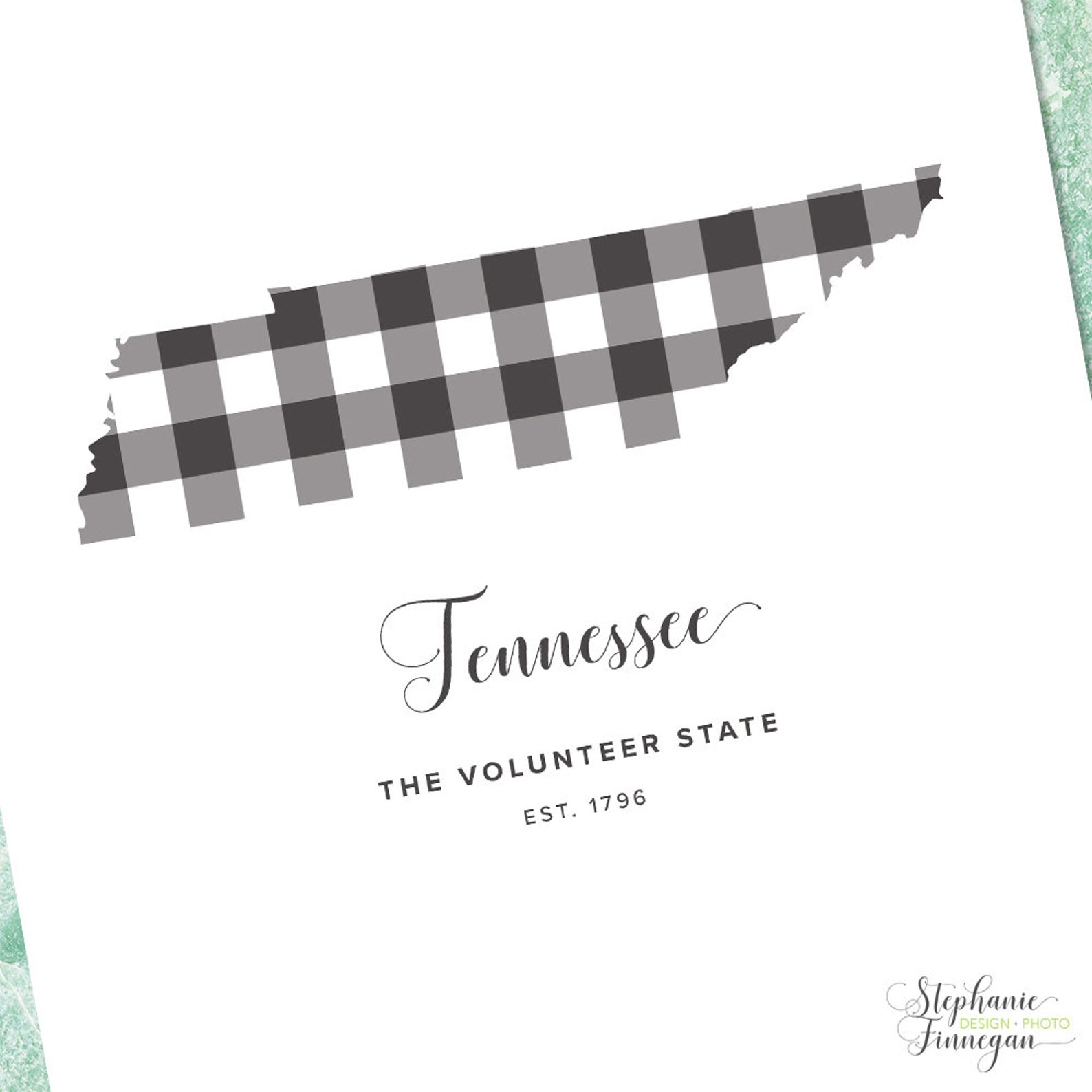Tennessee Printable Printable Art Gingham TN Print - Etsy
