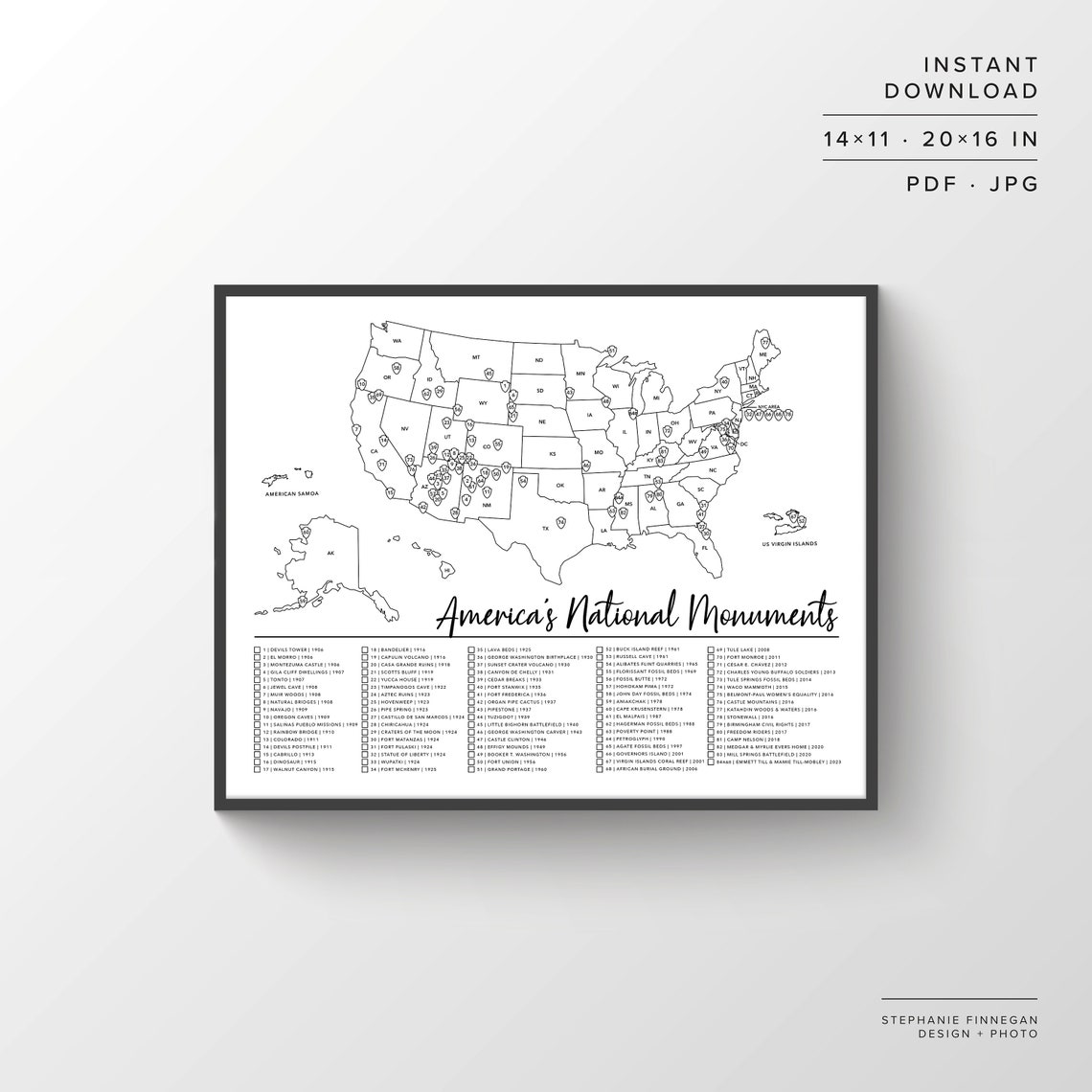 National Monuments Map Printable Map Coloring Map US National Monuments ...