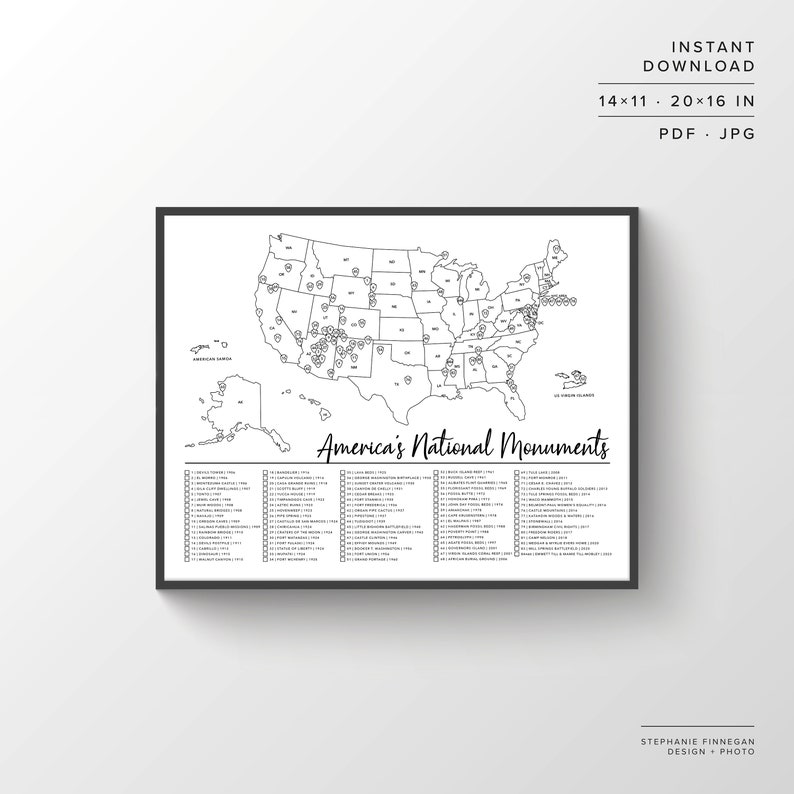 National Monuments Map Printable Map Coloring Map US National Monuments ...