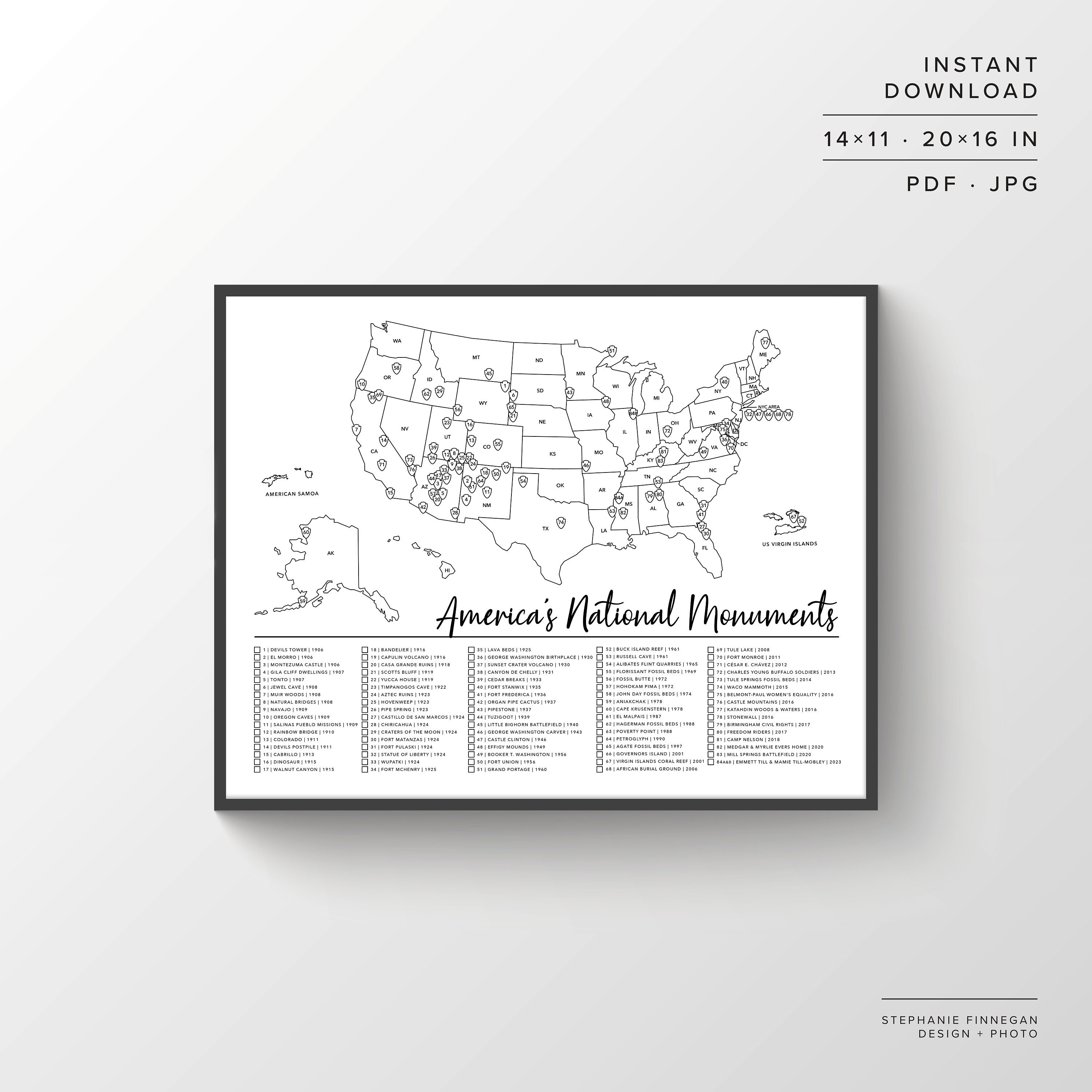 National Monuments Map Printable Map Coloring Map US National Monuments ...