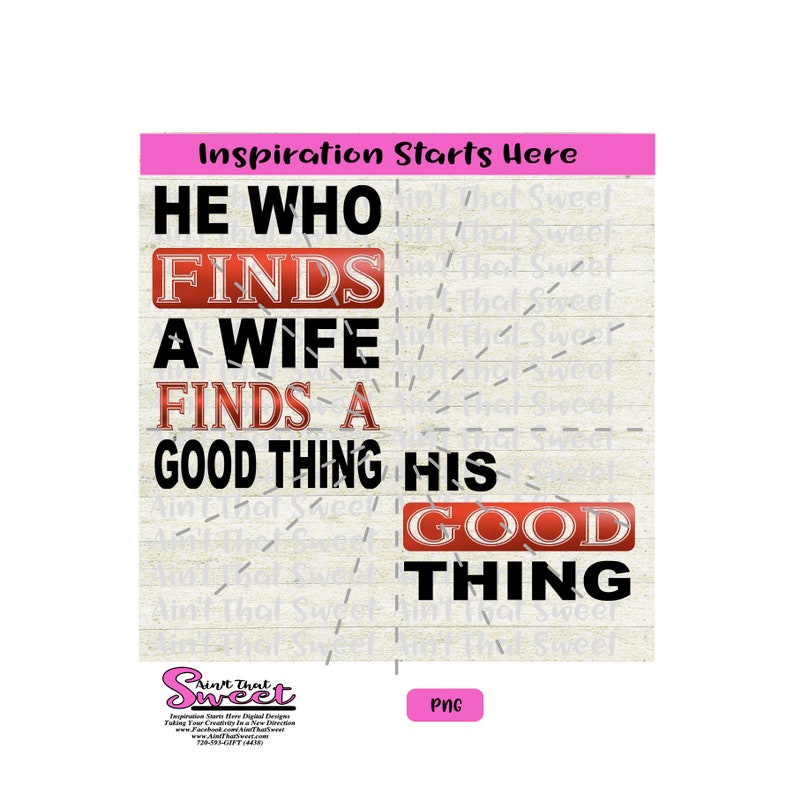 He Who Finds A Wife Finds A Good Thing His Good Thing Etsy