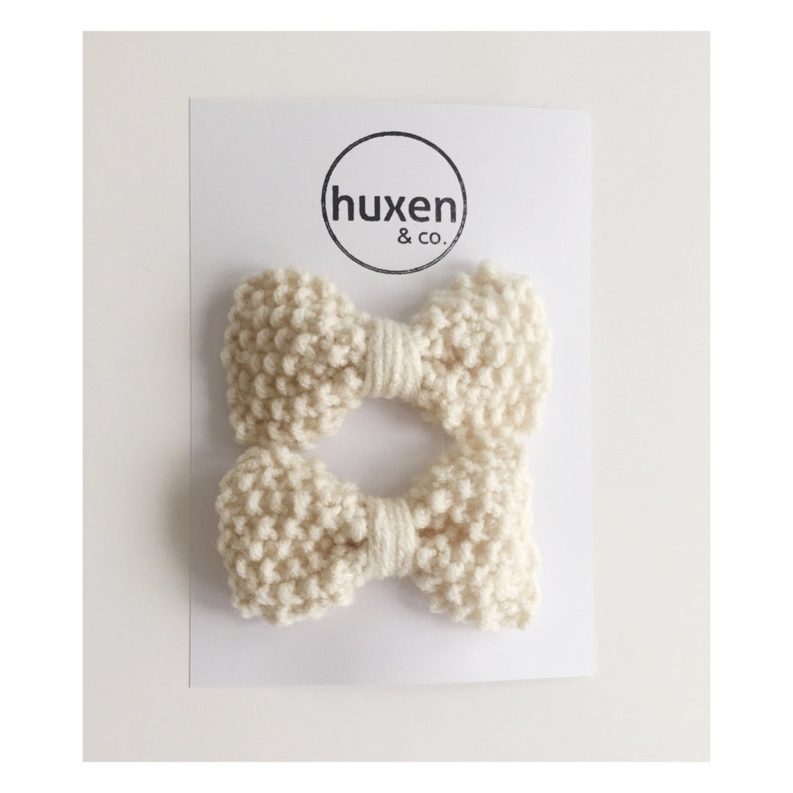Set of Two CREAM KNIT BOWS Hand Knit Bows Matching Bow Hair - Etsy