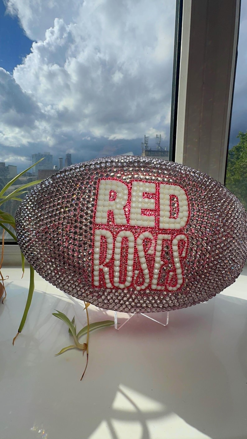 Hand-bedazzled Red Rose Barbie Rugby Ball : Sparkling Statement Piece ...