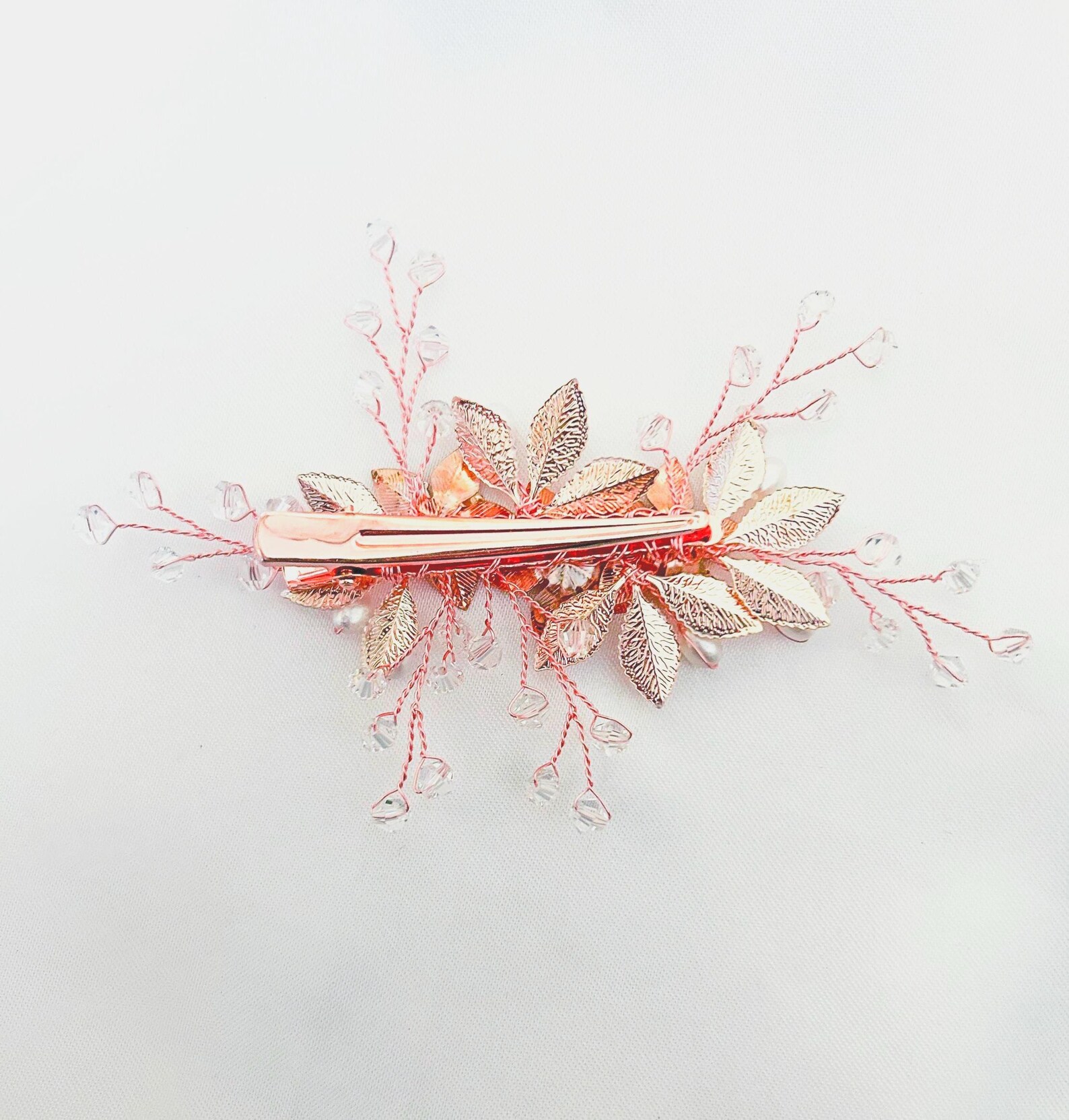 Rose Gold Flower Pearl Bridal Hair Clip, Wedding Gold Accessory - Etsy